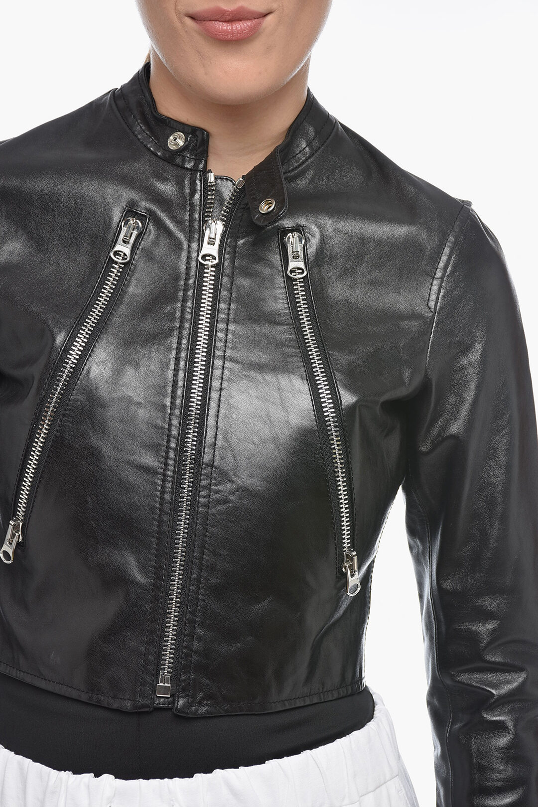 Maison Margiela MM6 Brushed Leather Cropped Fit Jacket women Maison Margiela MM6 Brushed Leather Cropped Fit Jacket women