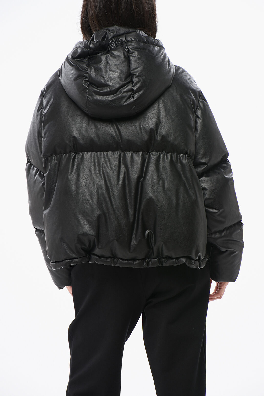 Maison Margiela MM6 Faux Leather Down Jacket with Hood women - Glamood ...