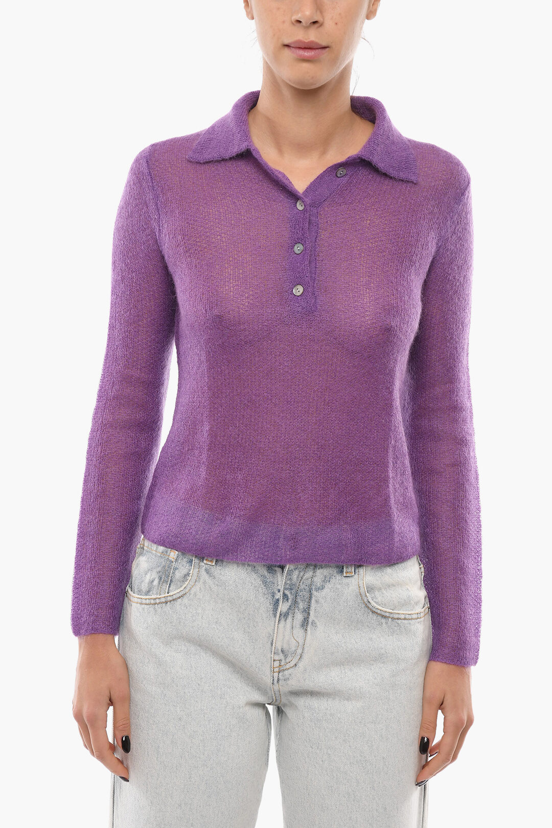 Vince. Mohair-blend Sheer Sweater with Polo Collar women - Glamood Outlet