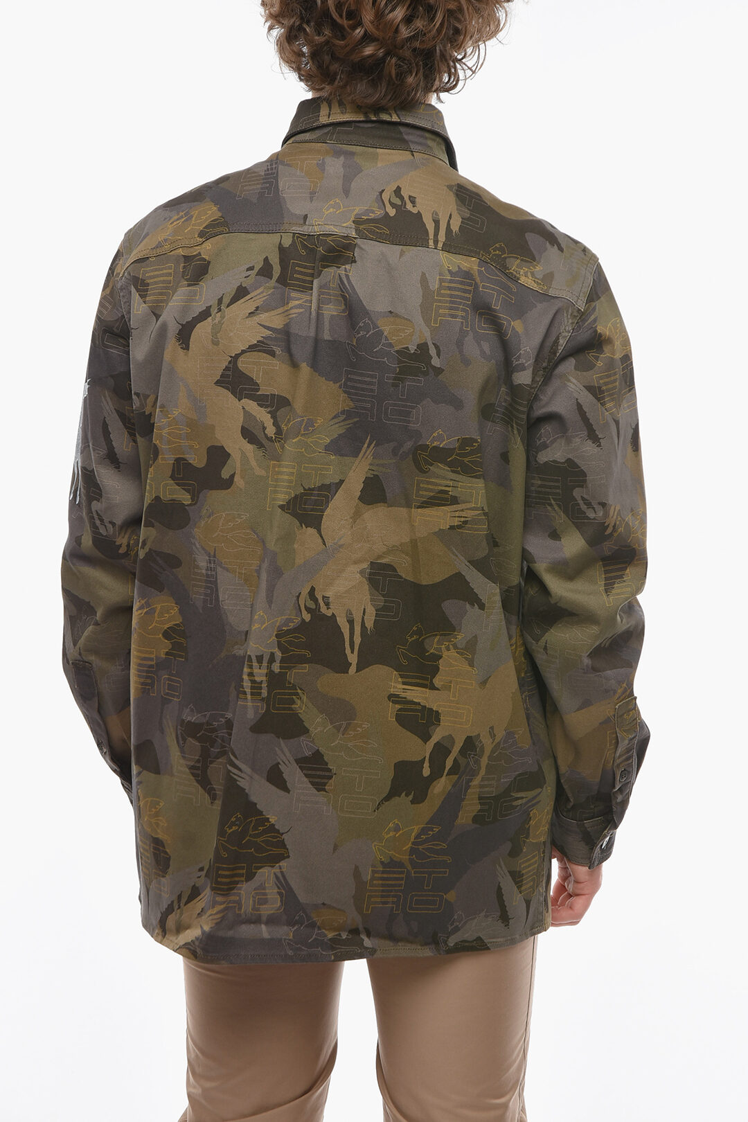 Etro Monogram Camouflage Denim Saharan Overshirt men - Glamood Outlet