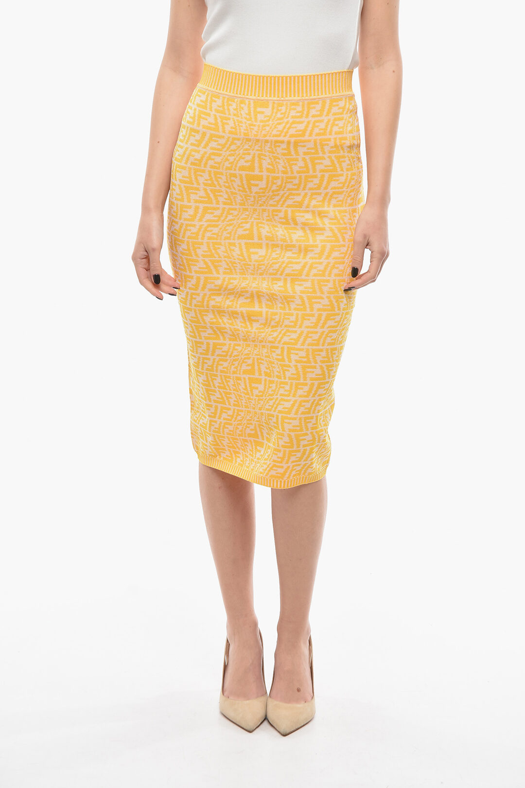 Fendi Monogram Patterned Knitted Pencil Skirt women - Glamood Outlet