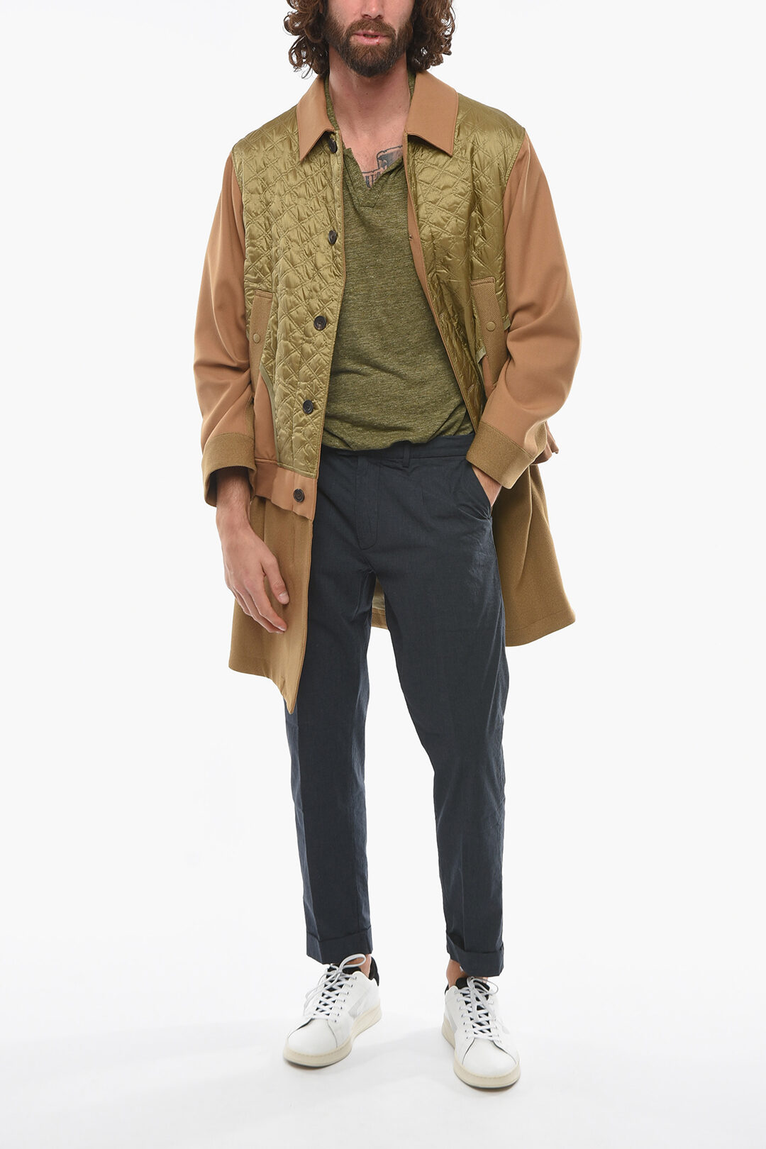 White Mountaineering Multi-layered Overcoat with Quilted Lining and ...