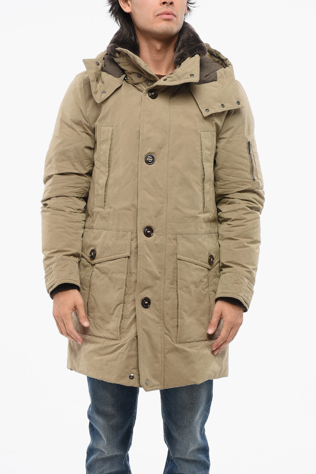 Moorer Multipocketed TED Parka Jacket with Down Padding and Fur Collar ...