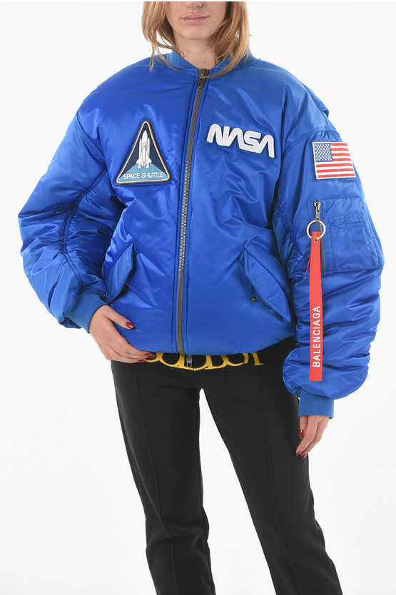 Balenciaga NASA Oversized SPACE Bomber Jacket with Velcro Patches women ...
