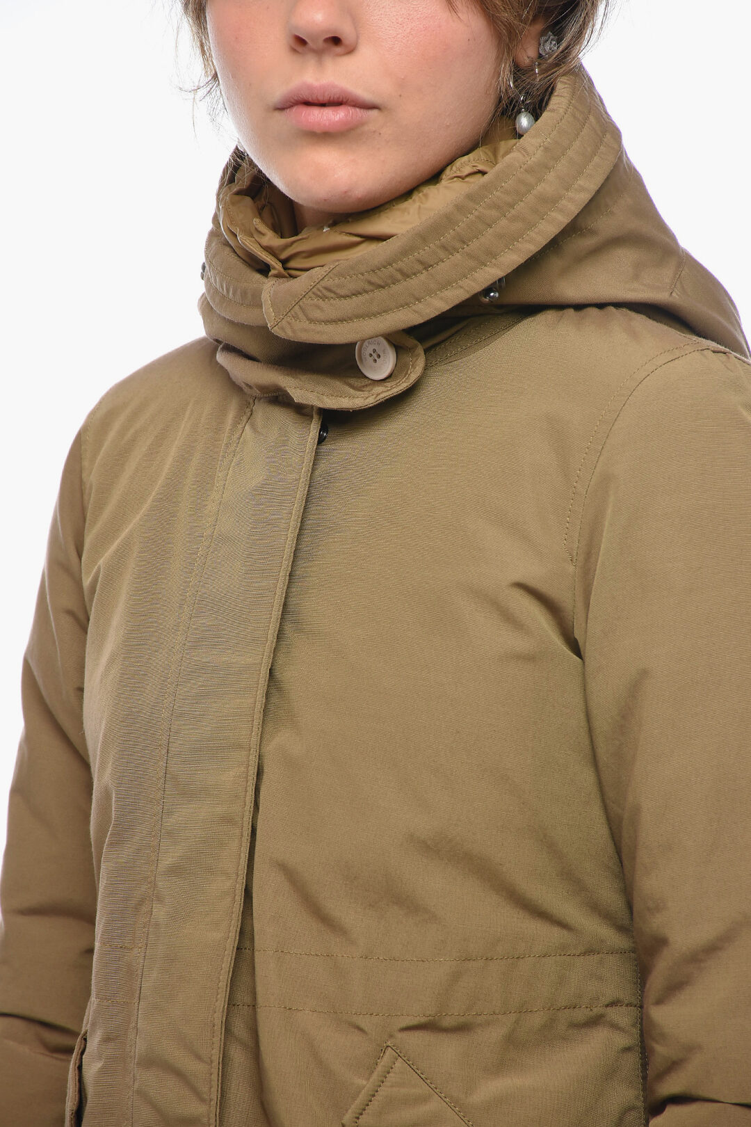 Woolrich Nylon MILITARY Down Jacket with Hidden Closure women - Glamood ...