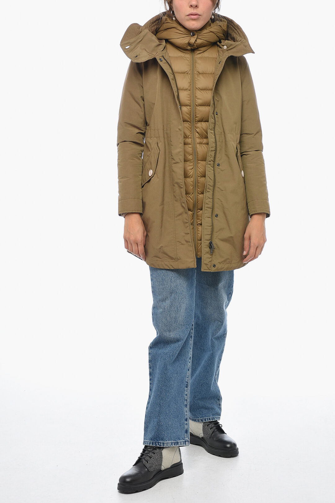 Woolrich Nylon MILITARY Down Jacket with Hidden Closure women - Glamood ...