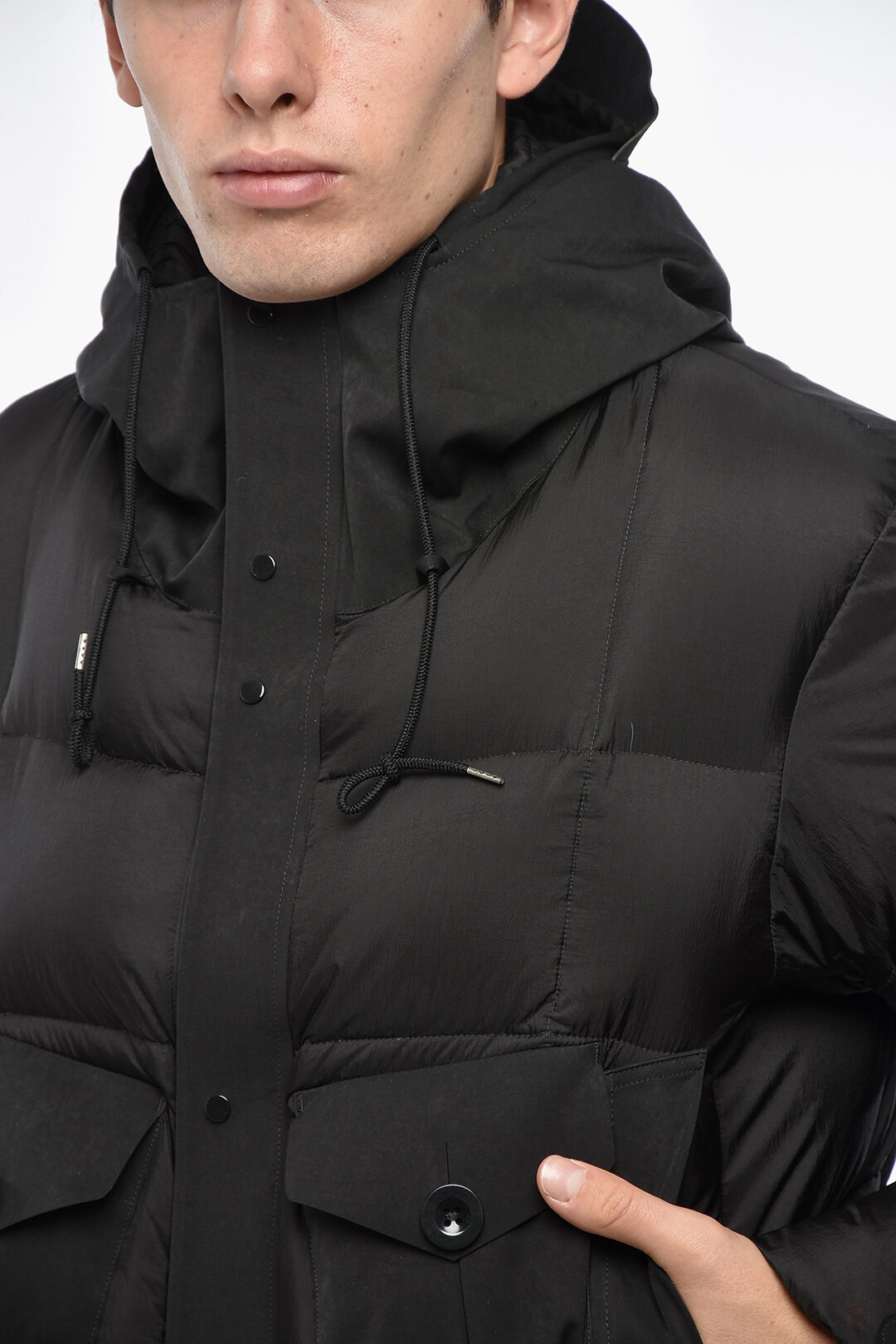 Ten C Nylon TEMPEST COMBO Down Jacket with Hood 남성 - Glamood Outlet