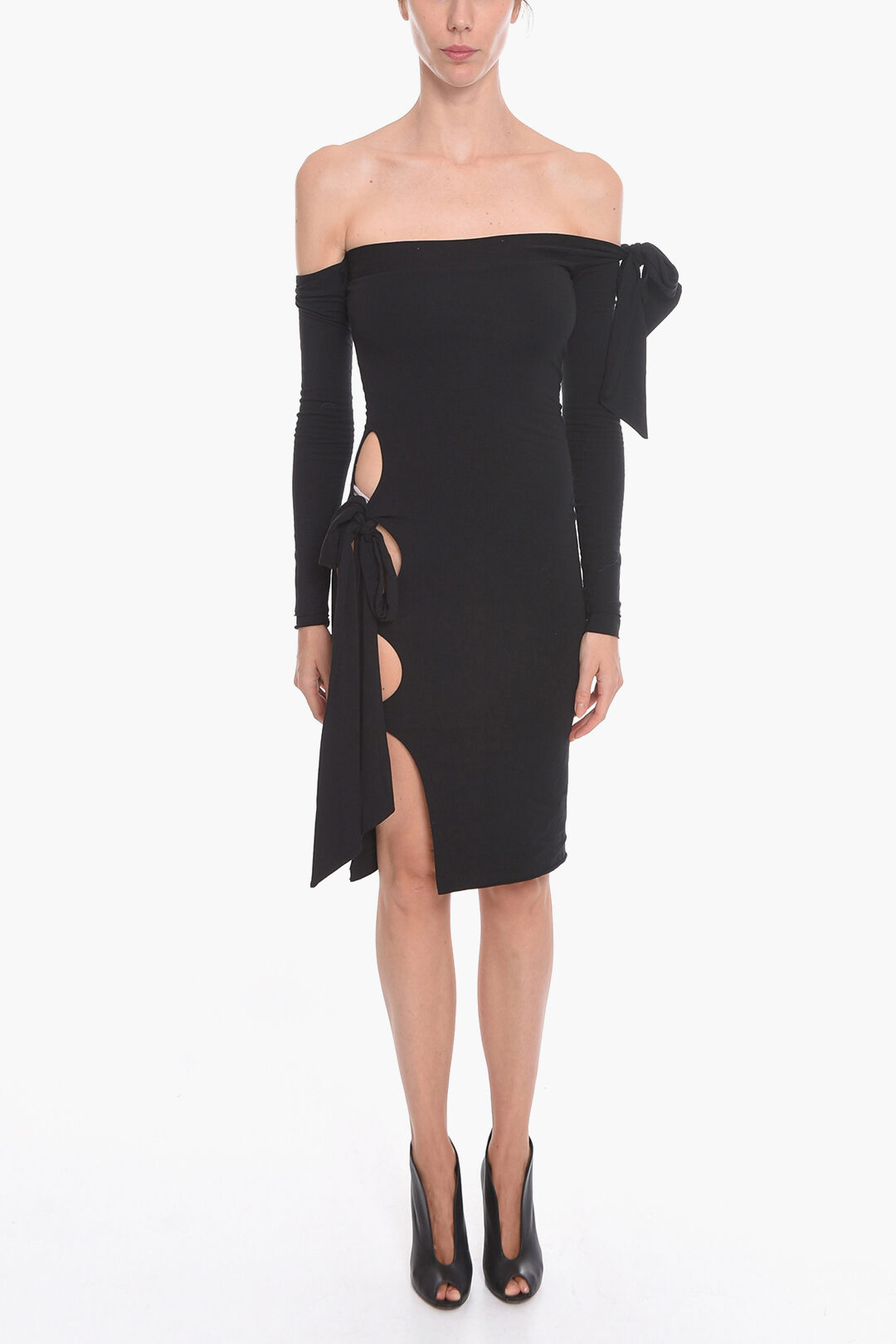 Rotate Off-Shouledr BACA Midi Bodycon Dress with Cut-Out Details Side ...