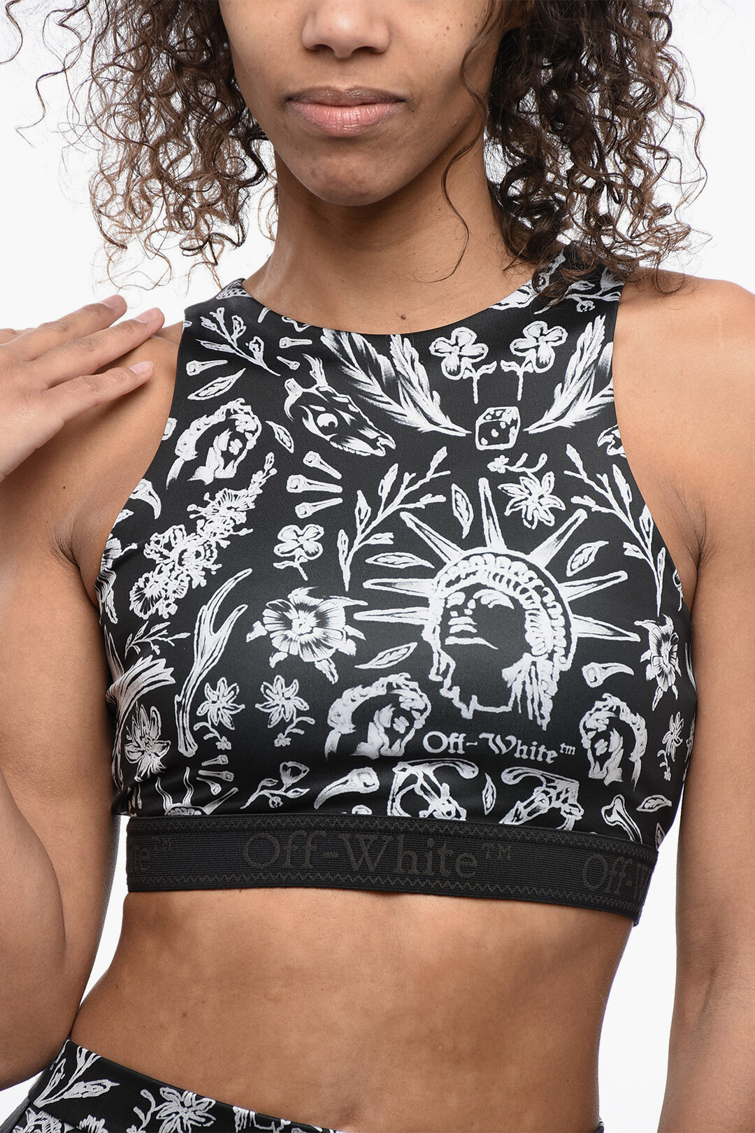 Off-White Old-School Motif Active Top with Logoed Elastic Band women ...
