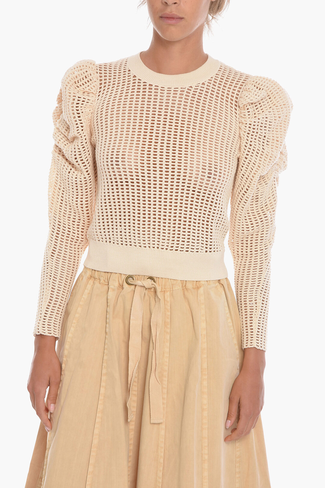 Ulla Johnson Openwork DELANEY Crew-Neck Sweater with Draped Details on ...