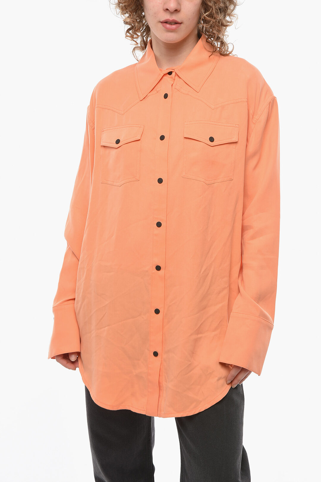 The Mannei Oversized CHIOS Shirt with Double Breast-pocket women ...