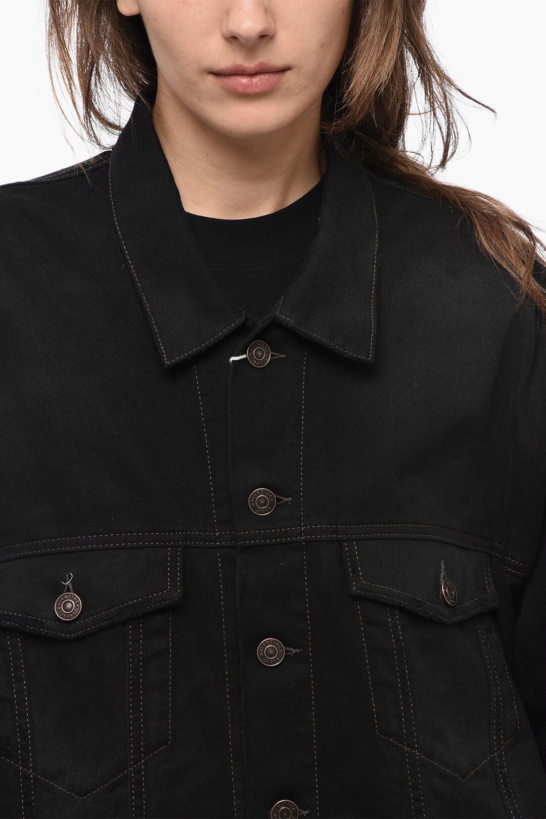 Balenciaga Oversized UNISEX Denim Jacket with Tape Detail Balenciaga Oversized UNISEX Denim Jacket with Tape Detail