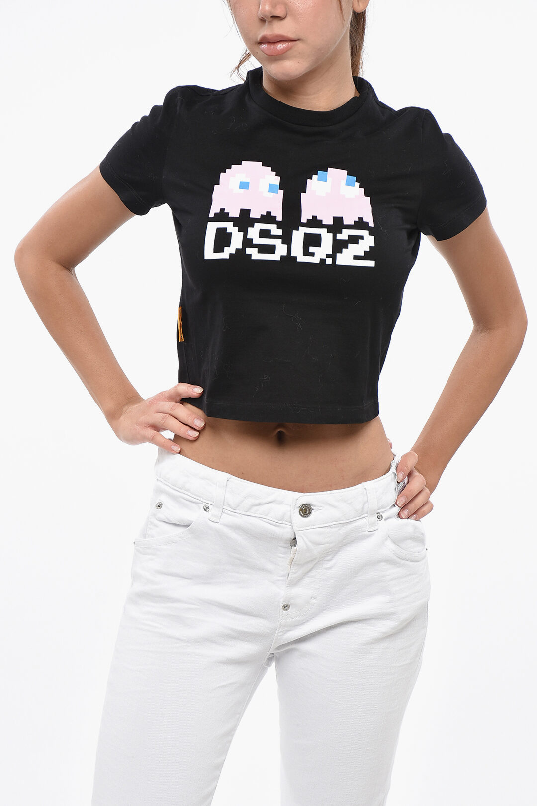 Dsquared2 PAC-MAN Cropped MINI FIT Crew-neck T-shirt with Monogram ...