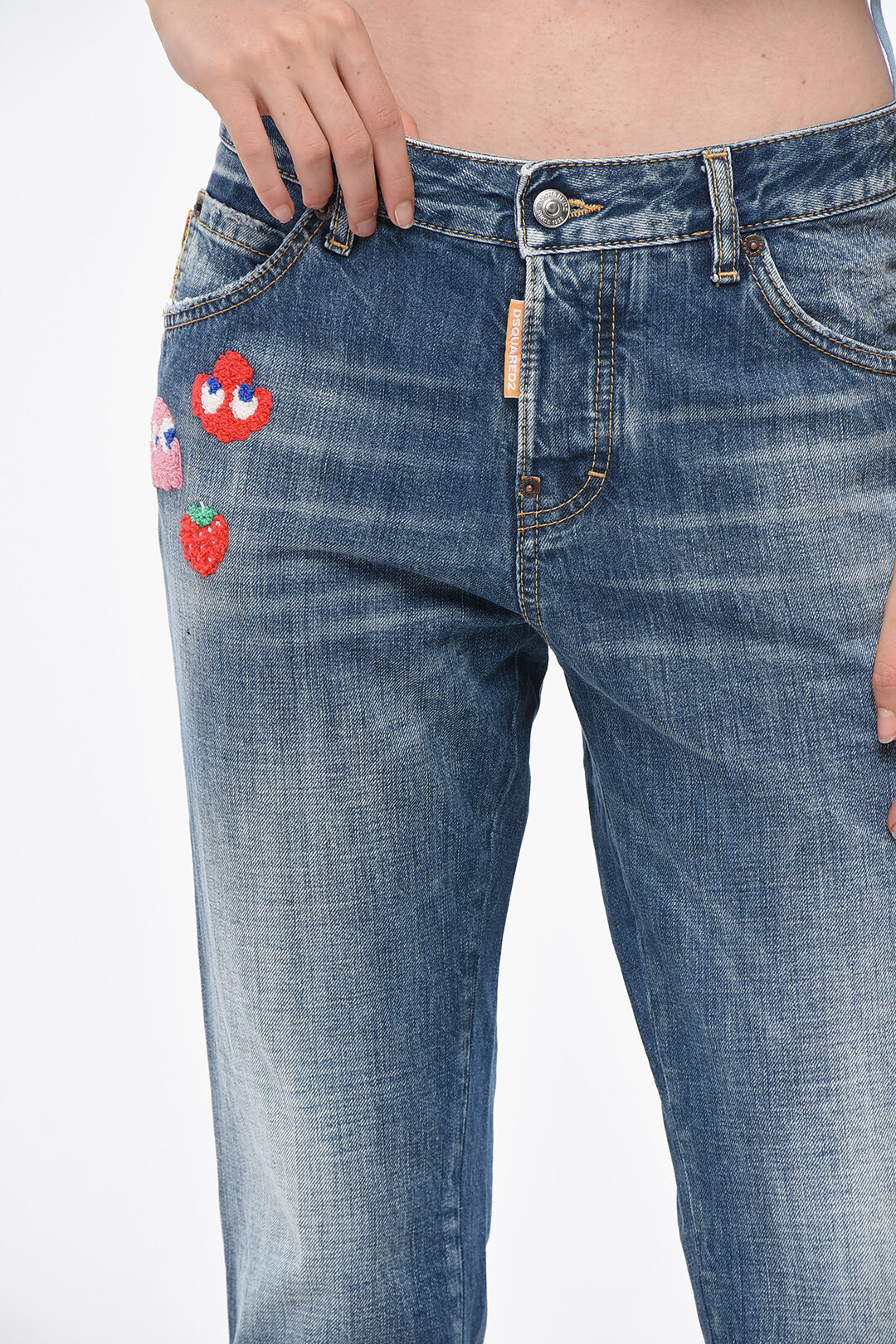 Dsquared2 PAC-MAN Jeans COOL GIRL Regular Fit con Ricami 15cm donna ...