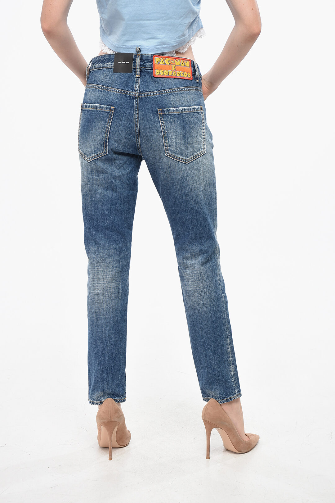 Dsquared2 PAC-MAN Jeans COOL GIRL Regular Fit con Ricami 15cm donna ...