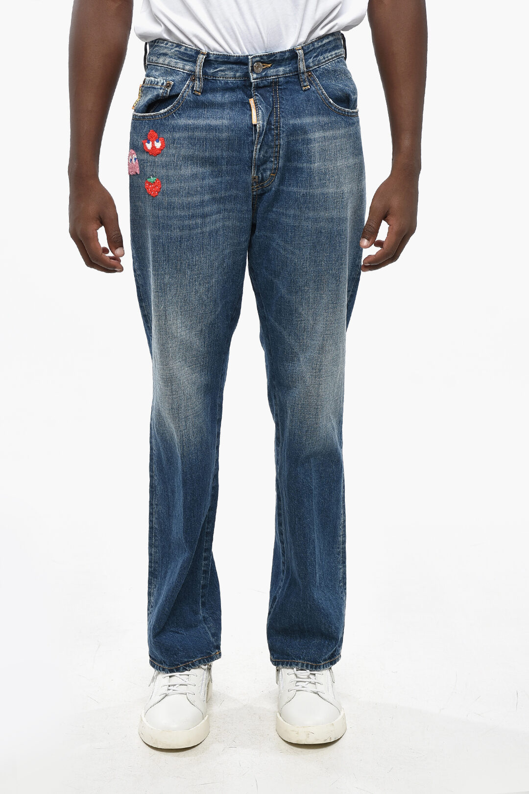 Dsquared2 PAC-MAN Straight Leg 642 Jeans with Patches 20cm men ...