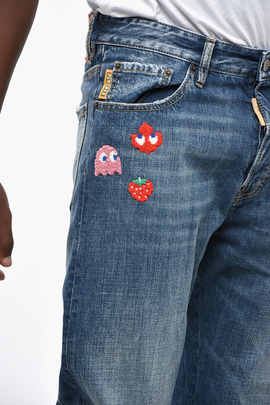 Dsquared2 PAC-MAN Straight Leg 642 Jeans with Patches 20cm men ...