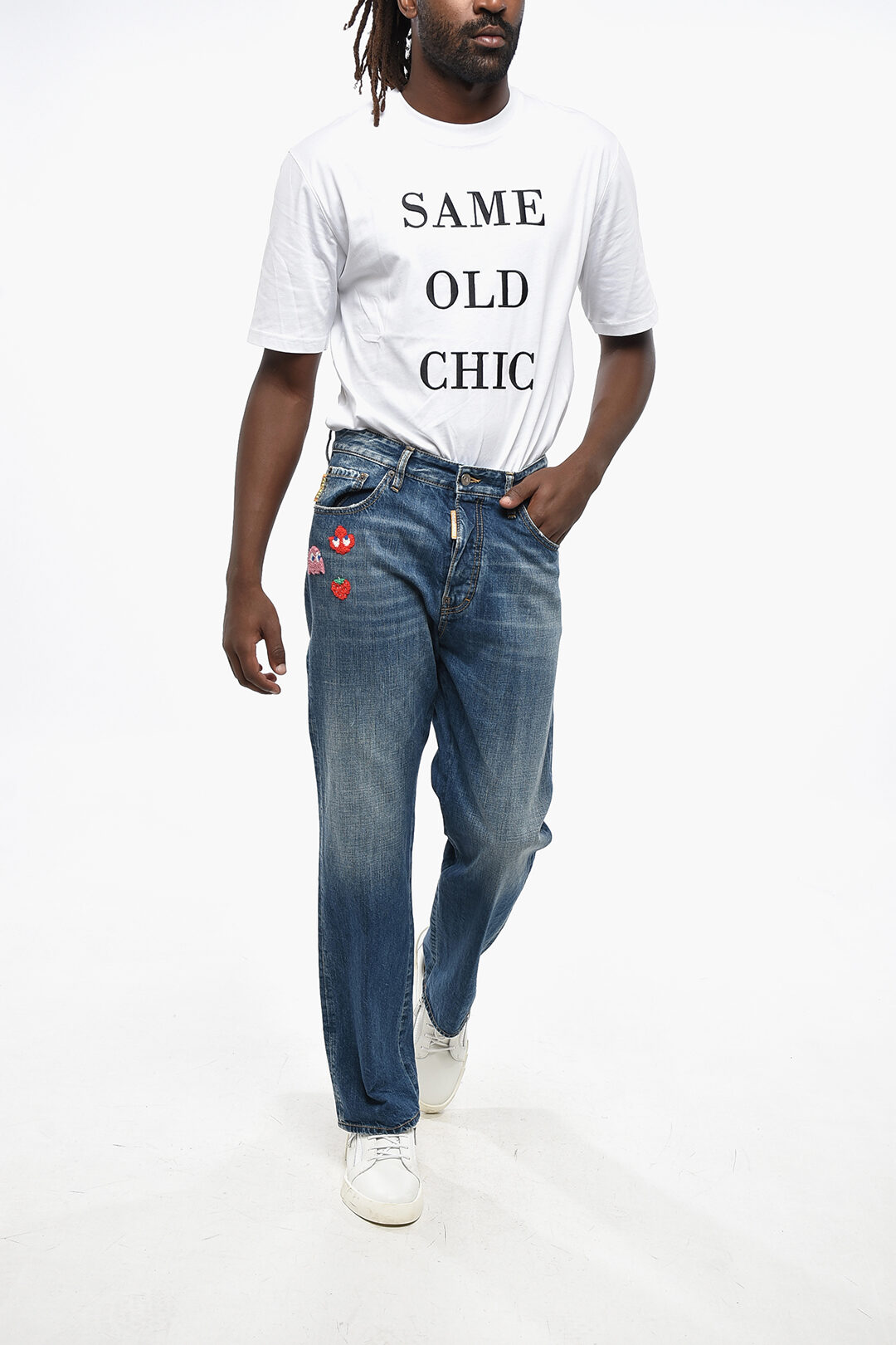 Dsquared2 PAC-MAN Straight Leg 642 Jeans with Patches 20cm men ...