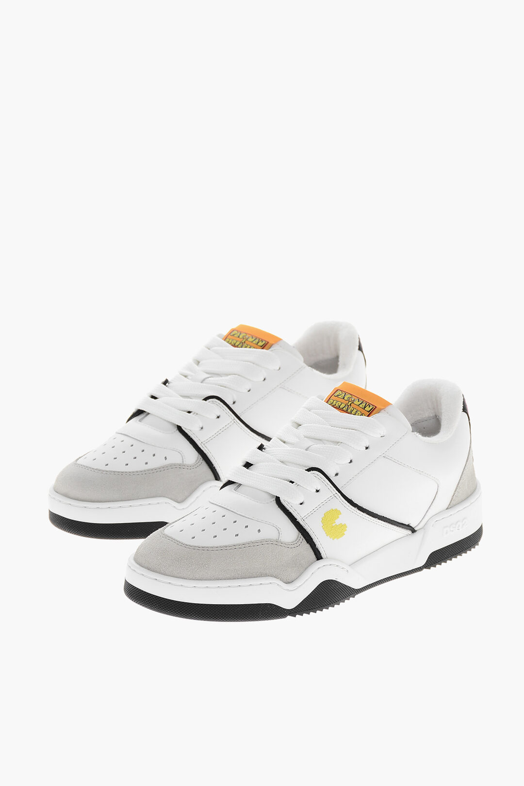 Dsquared2 PAC-MAN X D2 Low Leather Sneakers with Suede Inserts women ...