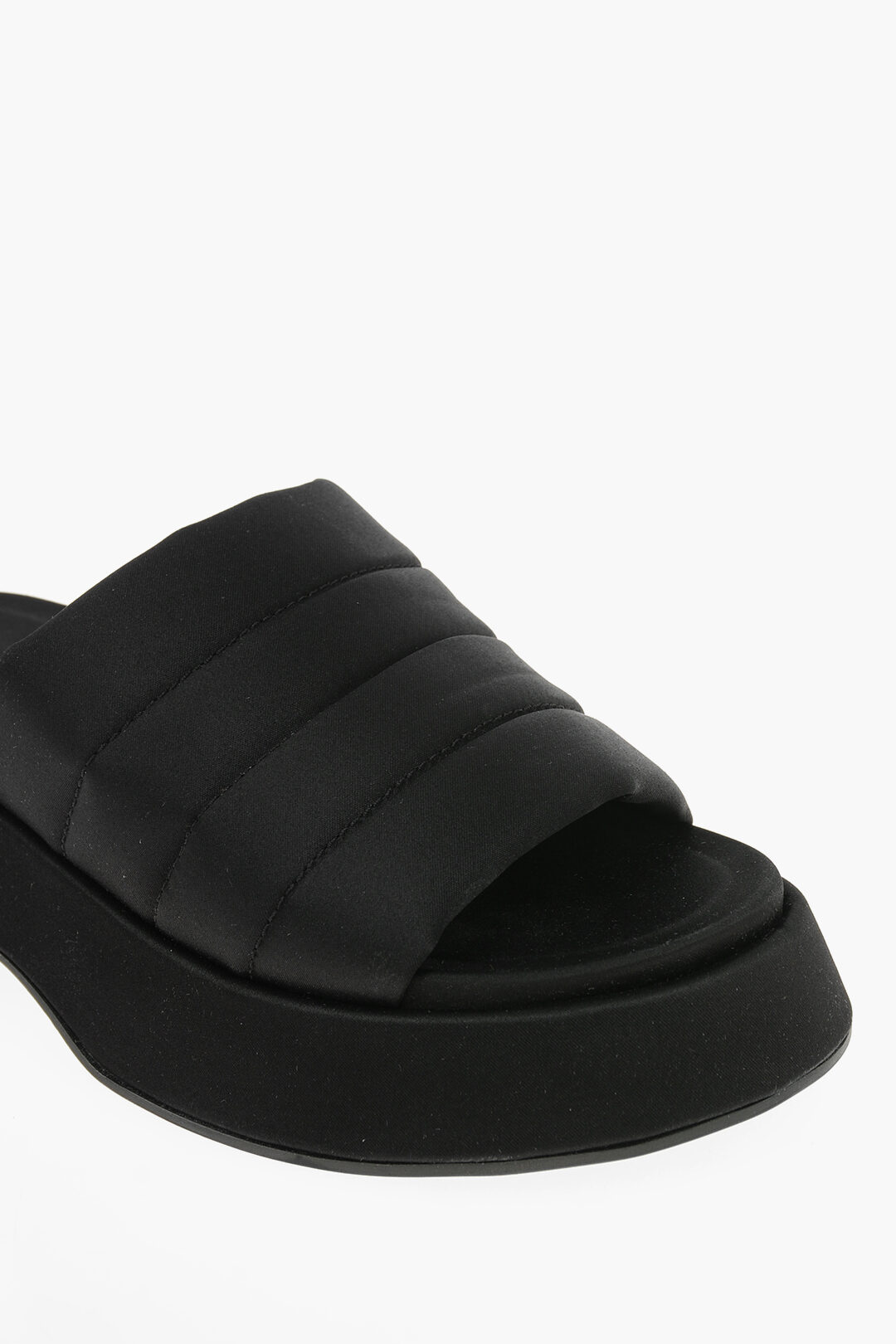 Ganni Padded Fabric Platform Slides with Logo women - Glamood Outlet