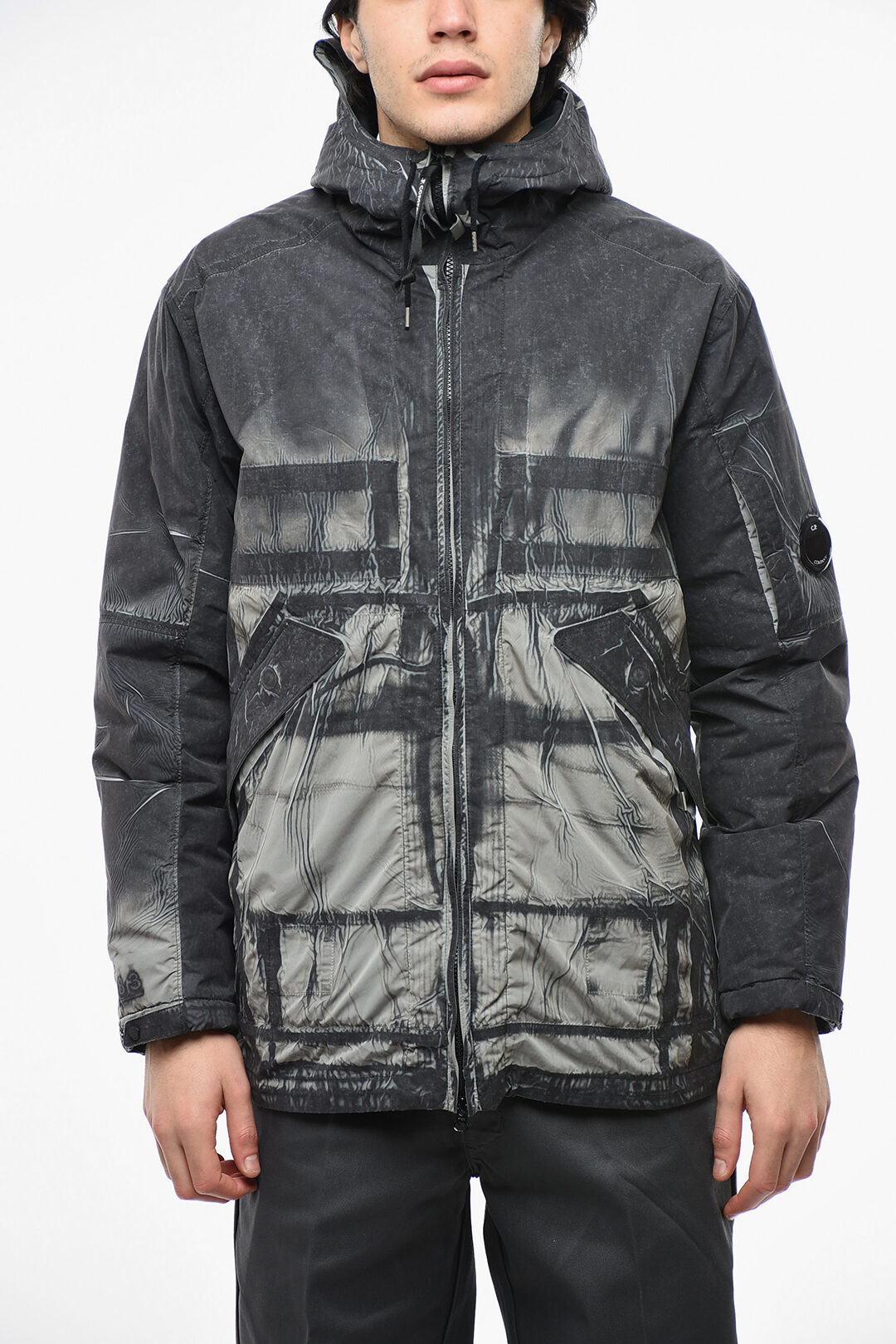 CP Company Padded Windbreaker Jacket with Vintage Effect Pattern men ...