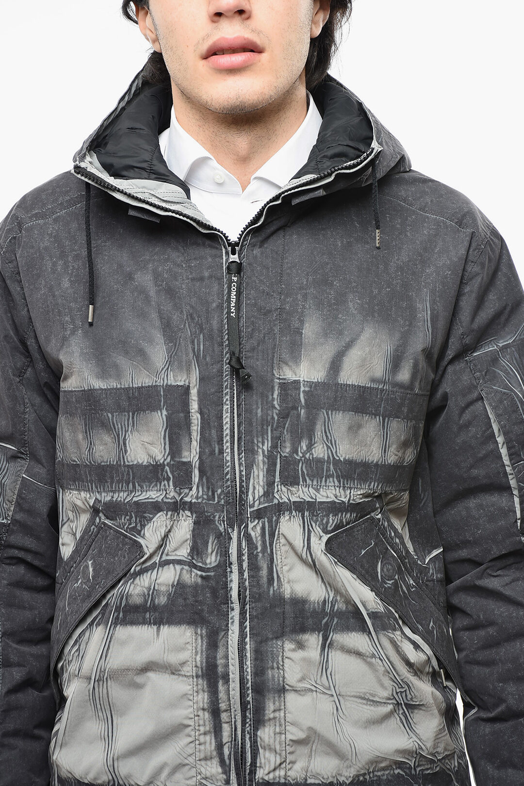 CP Company Padded Windbreaker Jacket with Vintage Effect Pattern men ...