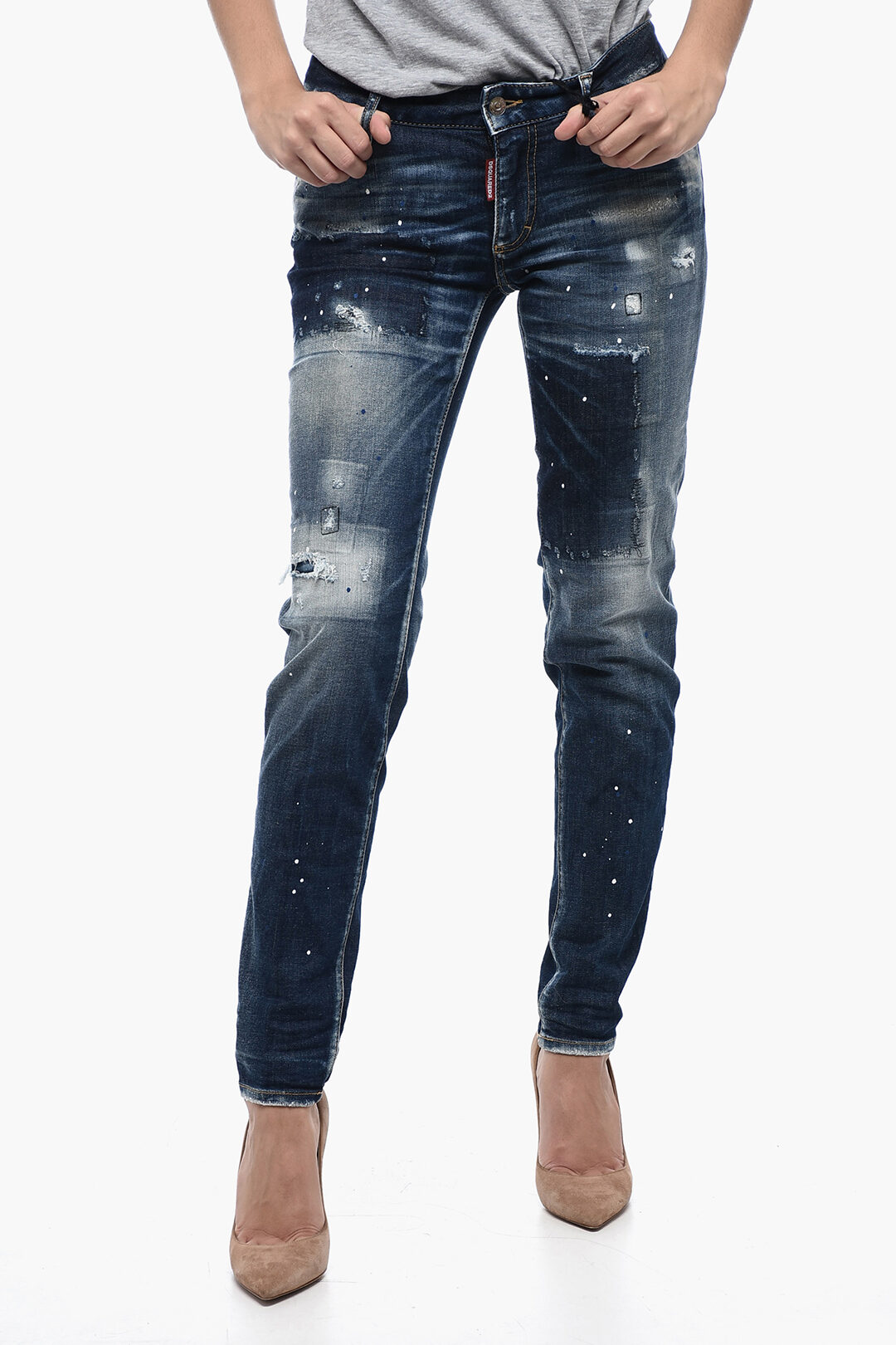 Dsquared2 Paint Effect Skinny Fit Denims 15 cm women - Glamood Outlet