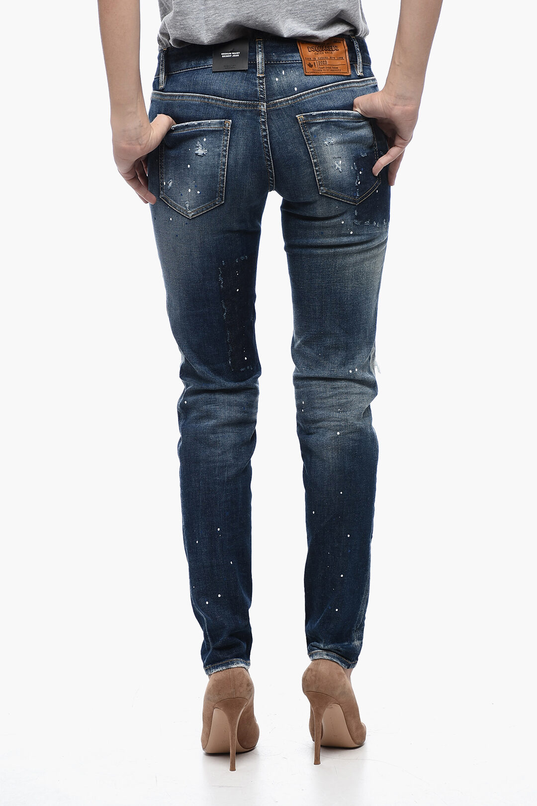 Dsquared2 Paint Effect Skinny Fit Denims 15 cm women - Glamood Outlet