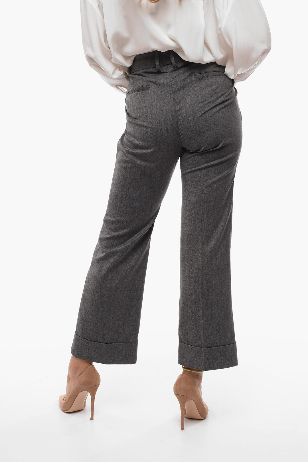 True Royal Pantaloni Cropped Fit in Misto Lana Herringbone donna ...