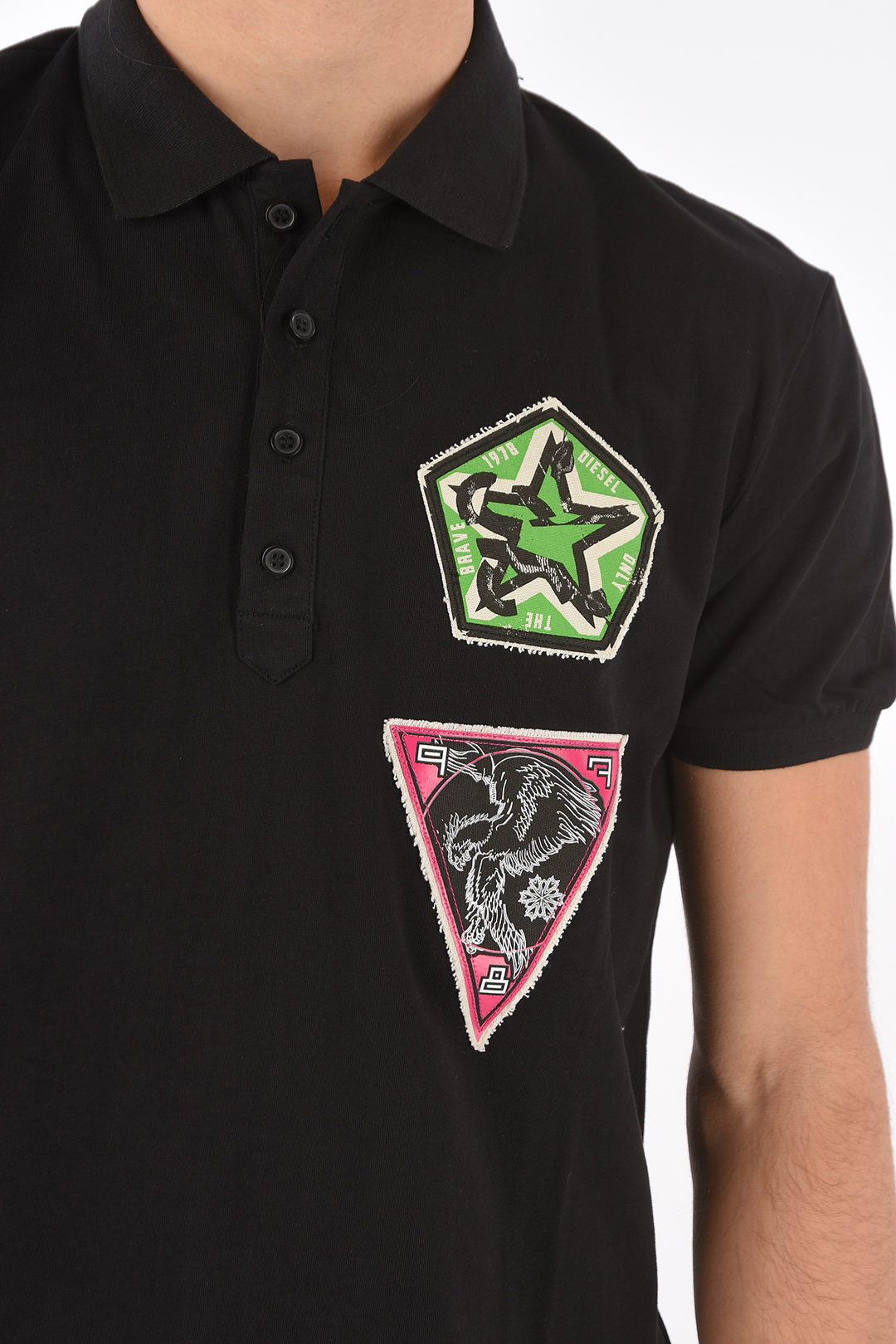 Diesel patch embroidered 4 buttons T-WEET-E2 polo shirt men - Glamood ...
