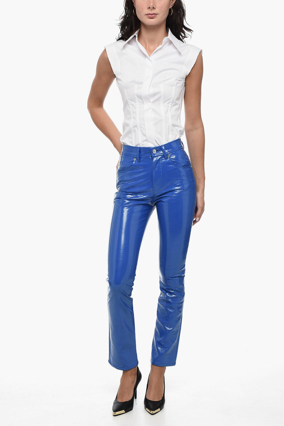 Diesel Patent Faux Leather P-ARCY Pants women - Glamood Outlet