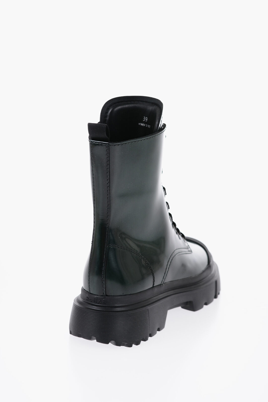 Hogan Patent Leather Combat boots with Contrast Laces women - Glamood ...