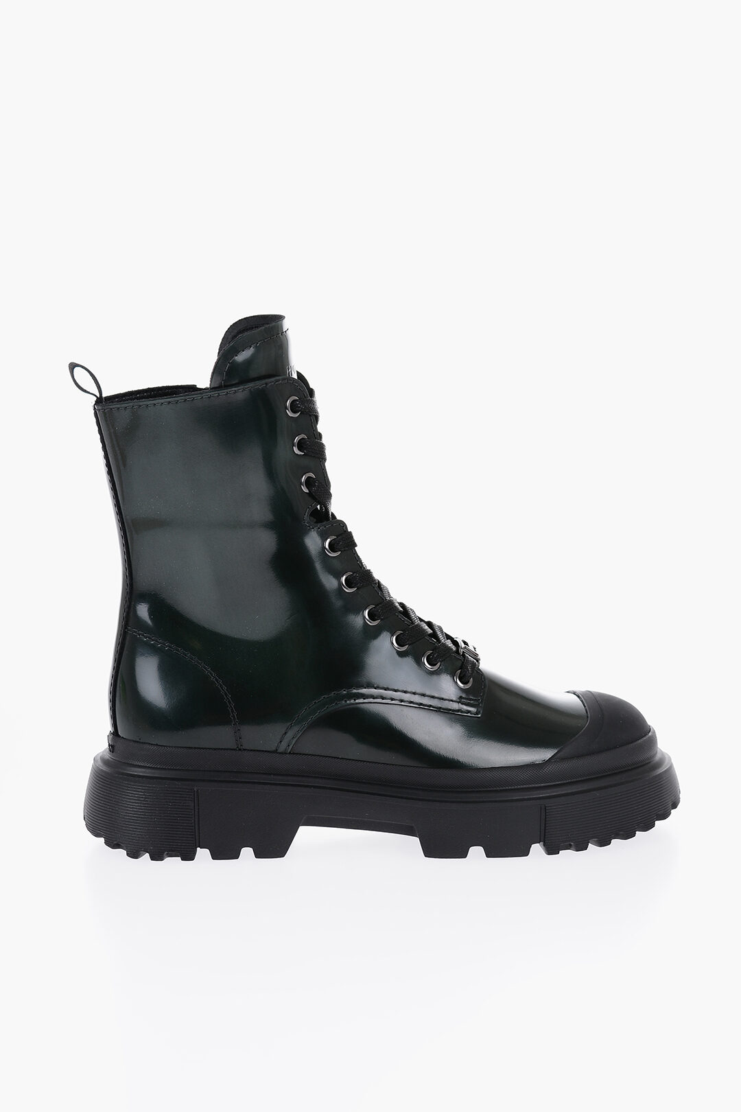 Hogan Patent Leather Combat boots with Contrast Laces women - Glamood ...