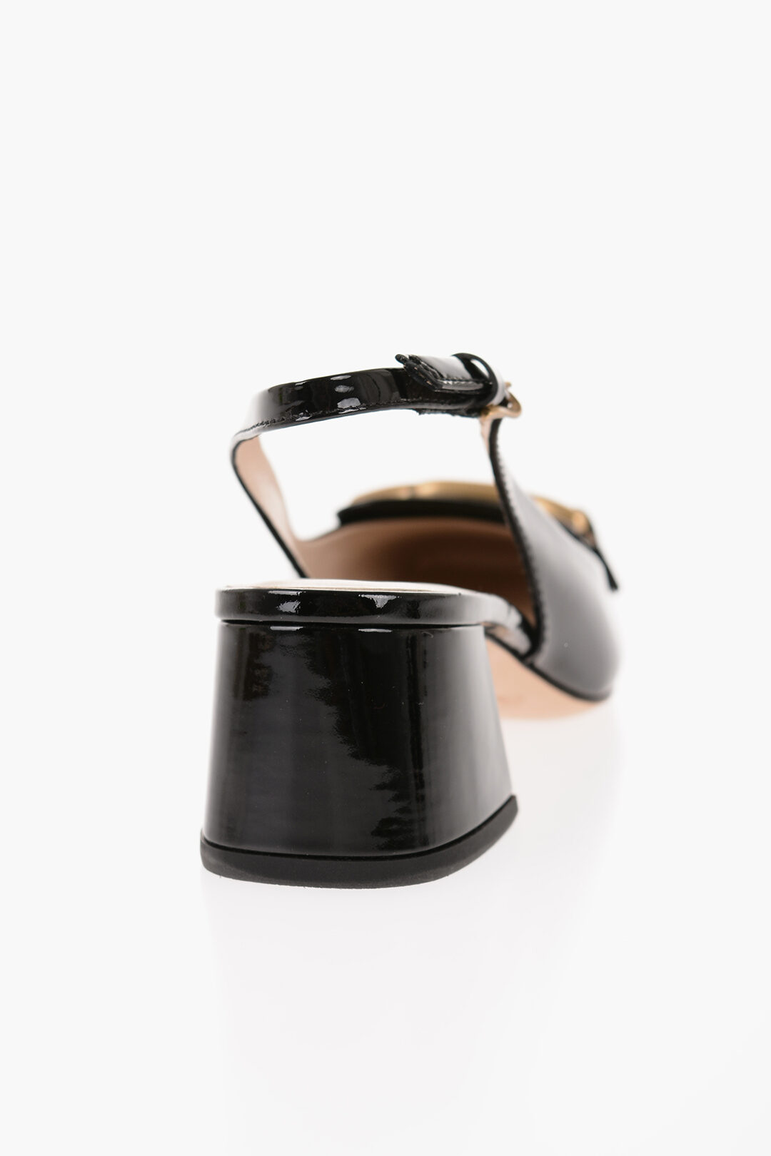 Tod's Patent Leather Slingback Pumps with Golden Effect Horsebite and ...