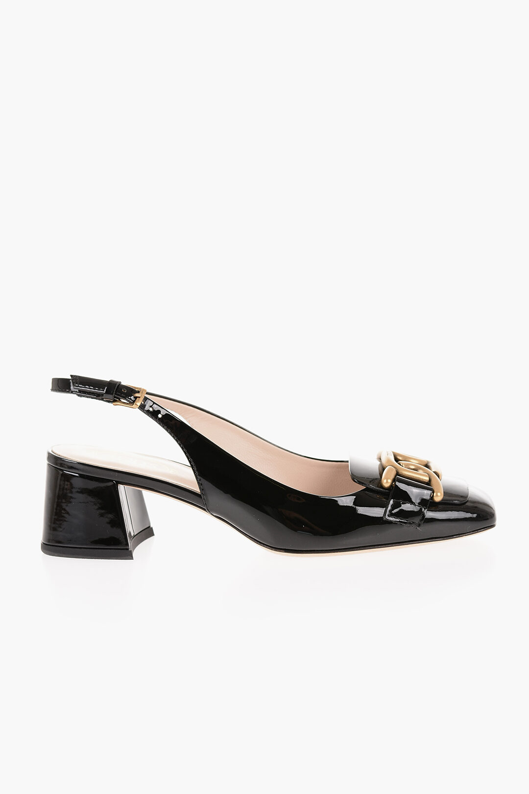 Tod's Patent Leather Slingback Pumps with Golden Effect Horsebite and ...