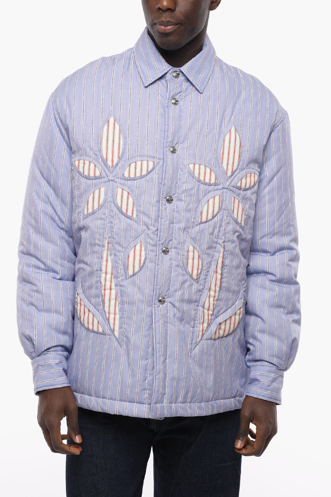 Bluemarble Pencil Striped Padded Jacket with Cut-Out Details men ...