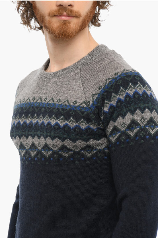 Woolrich PENN-RICH Wool Blend FAIR ISLE Crew-neck Sweater men - Glamood ...