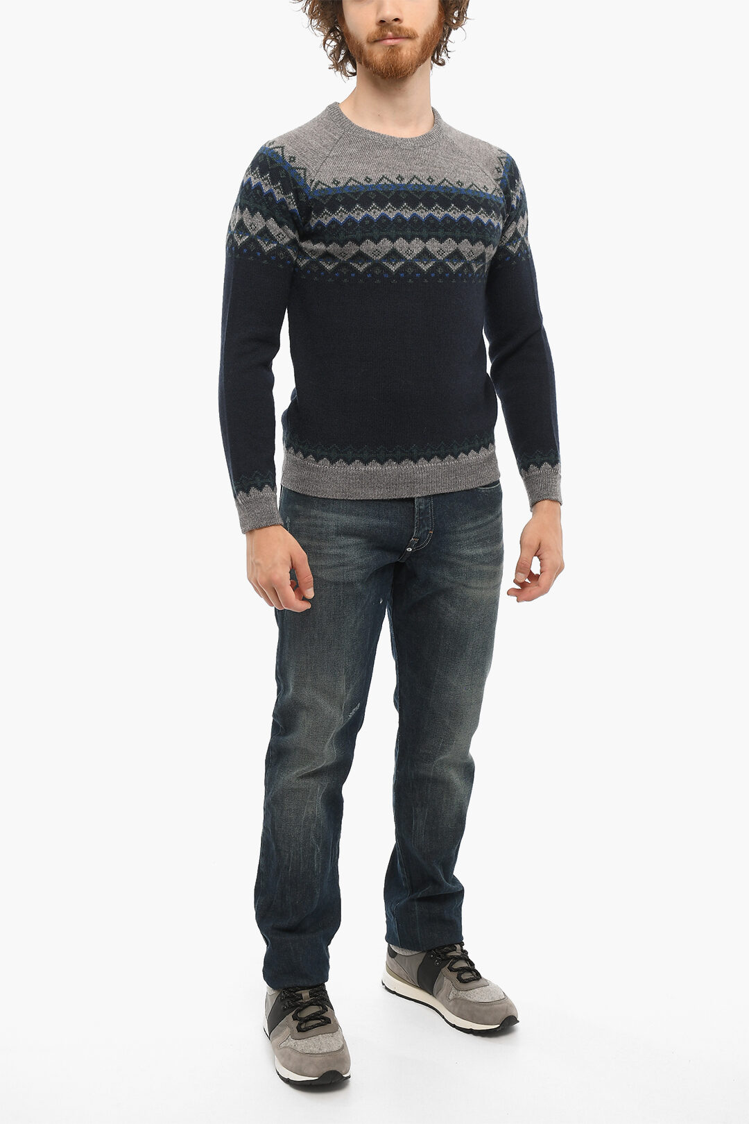 Woolrich PENN-RICH Wool Blend FAIR ISLE Crew-neck Sweater men - Glamood ...