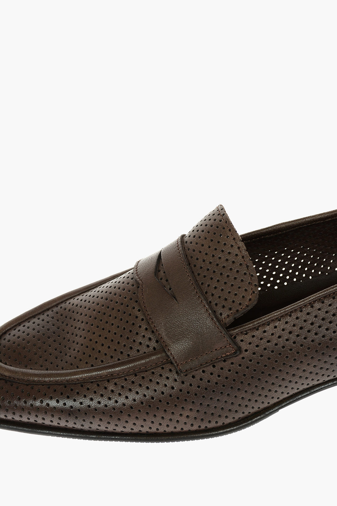 Corneliani Perforated Leather Penny Loafers men - Glamood Outlet