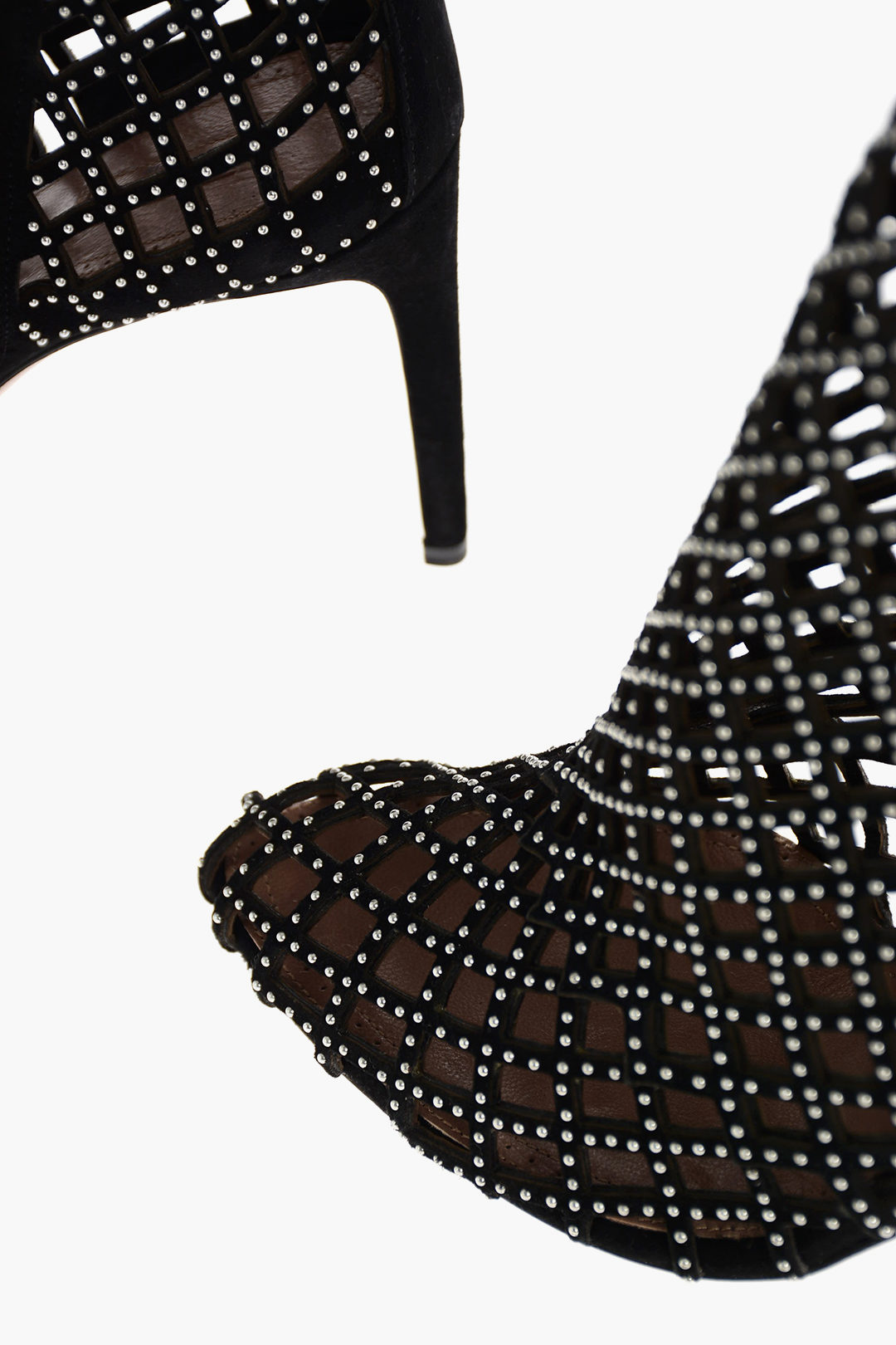 Alaia Perforated Suede Stiletto Ankle Boots with Micro-studs women ...