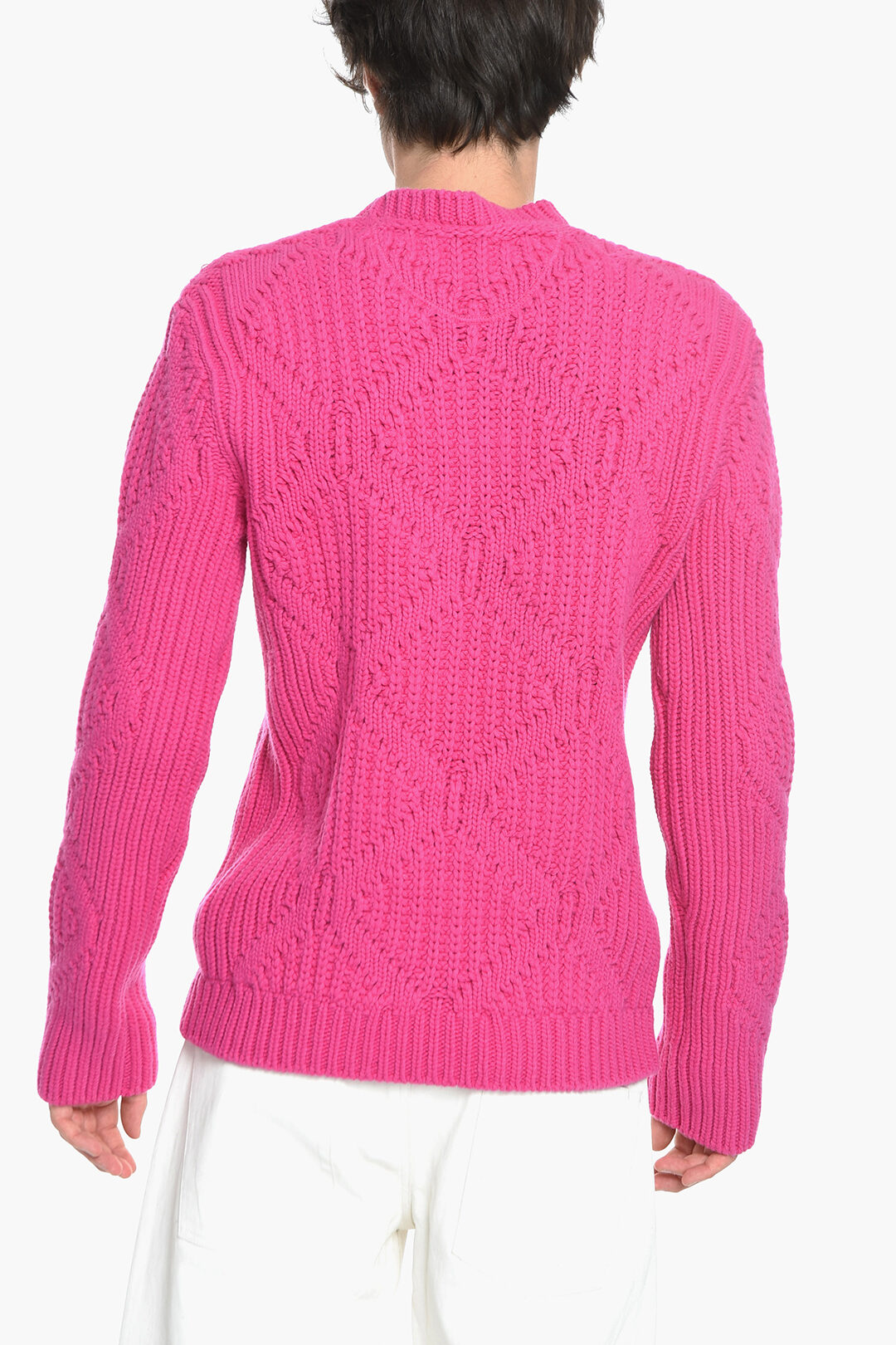 Valentino PINK PP Crew Neck Wool Pullover with Diamond Pattern men ...