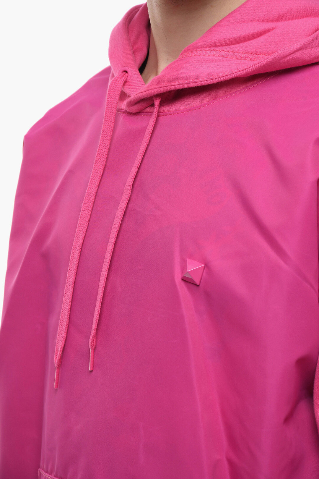 Valentino PINK PP Nylon Insert ICONIC STUD Hoodie men - Glamood Outlet