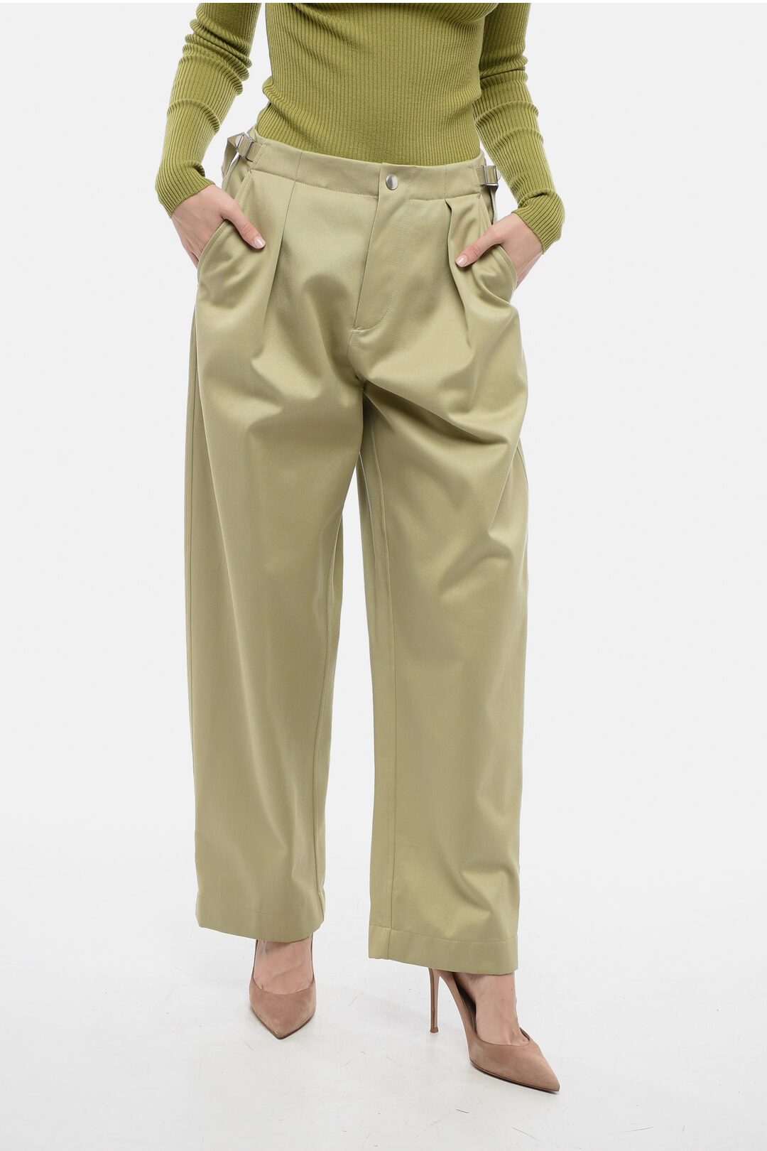 Burberry Pleated Baloon-Fit Pants with Half-Belt women - Glamood Outlet