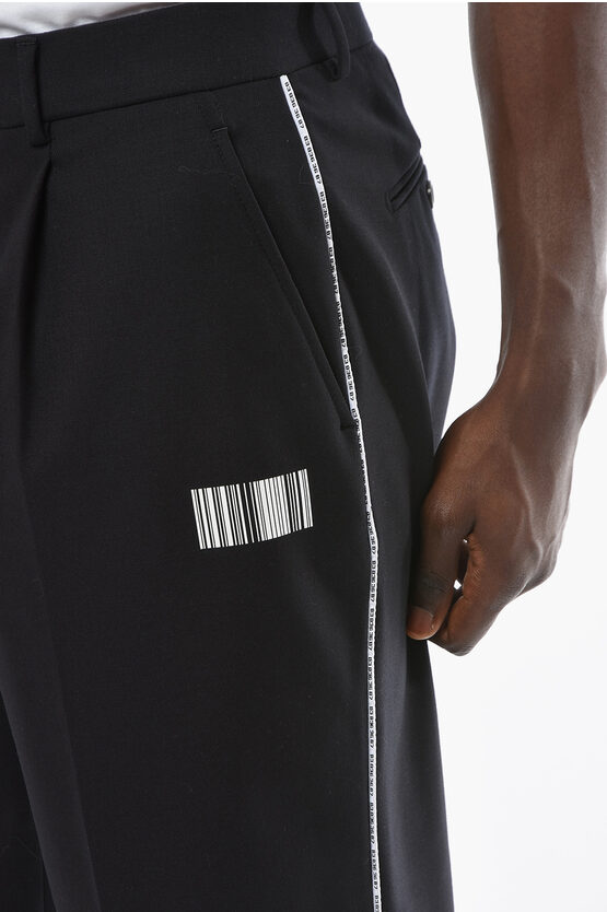 Vetements Pleated Wide Pants with Barcode Logo men - Glamood Outlet