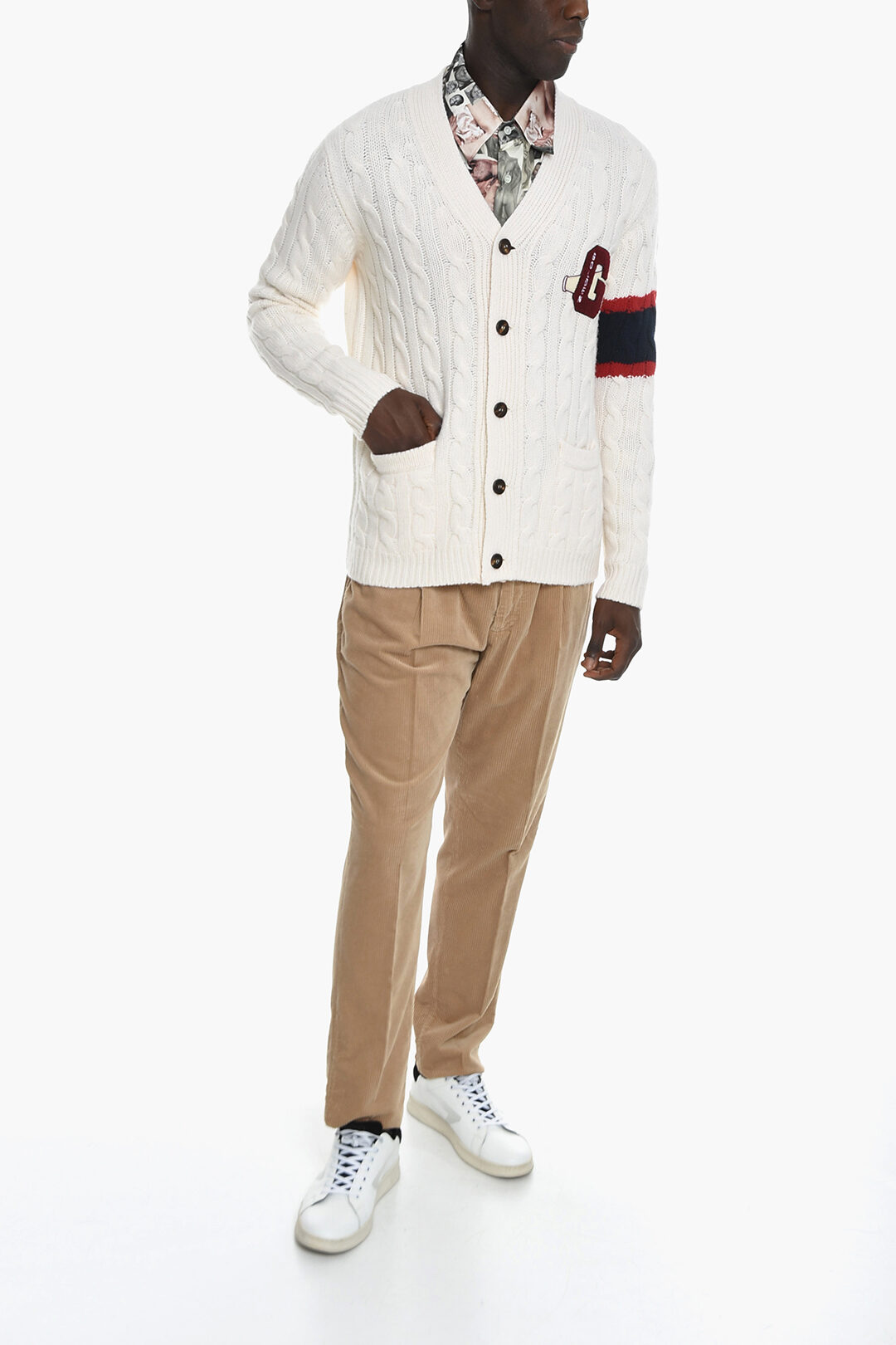 Golden Goose Pocketed Wool Cardigan with Terry Patch men - Glamood Outlet