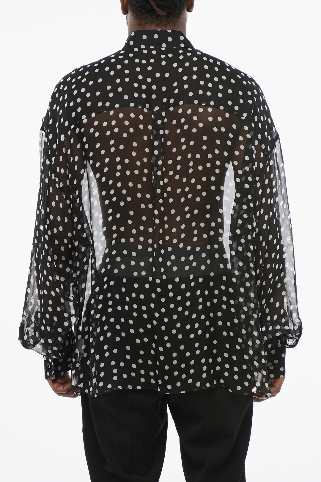 Dolce & Gabbana Polka Dot Patterned Silk Sheer Shirt men - Glamood Outlet