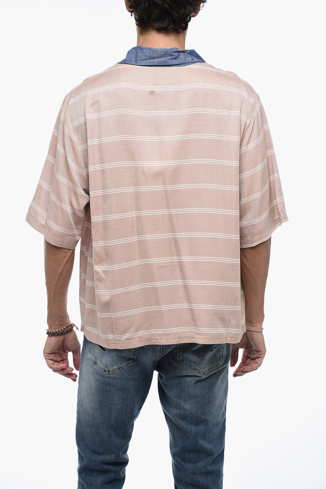 4SDesigns Polo shirt with Golden-Buttons and Denim Collar men - Glamood ...