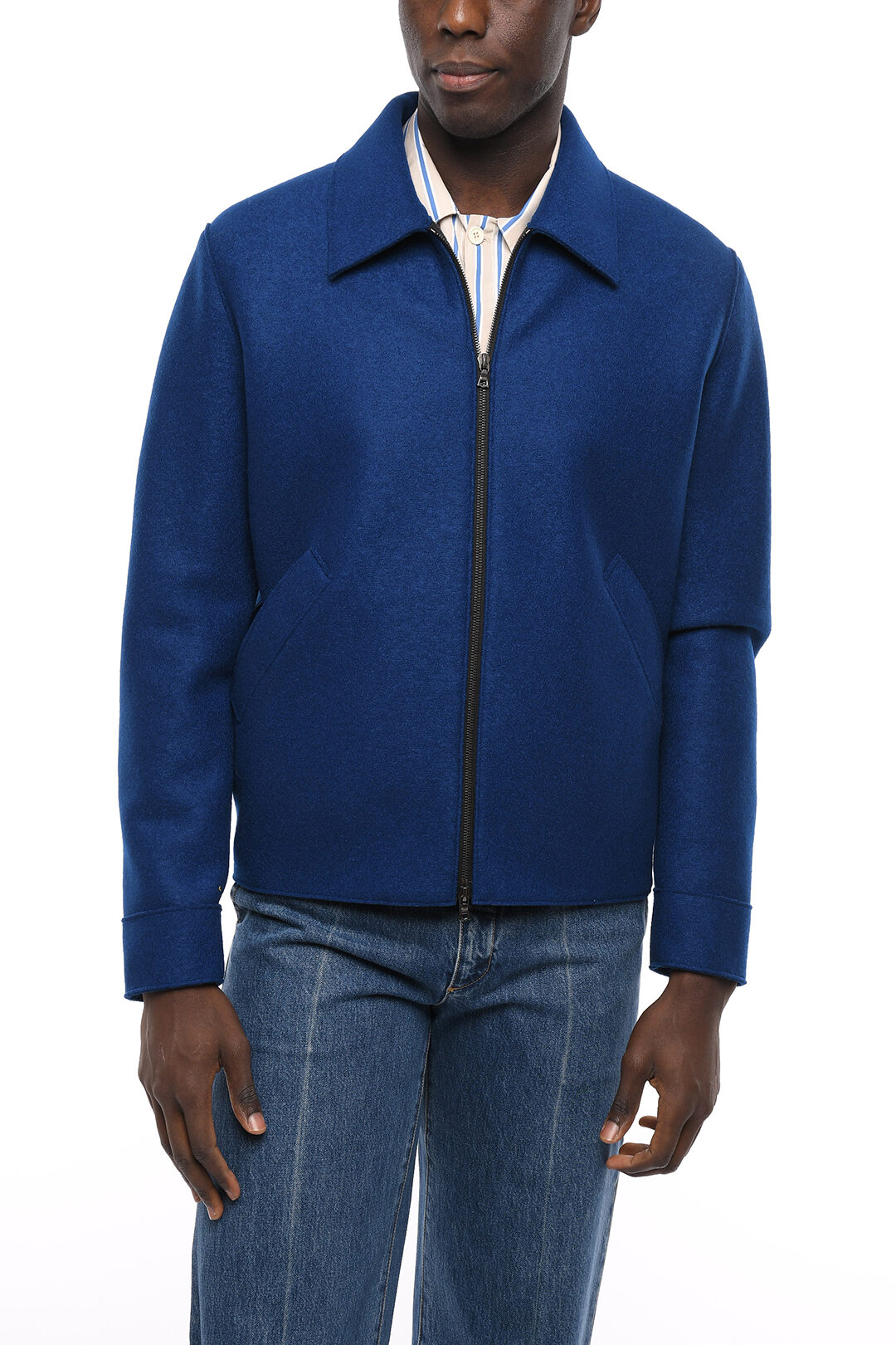 Harris Wharf Pressed Wool Zip Closure Coat men - Glamood Outlet