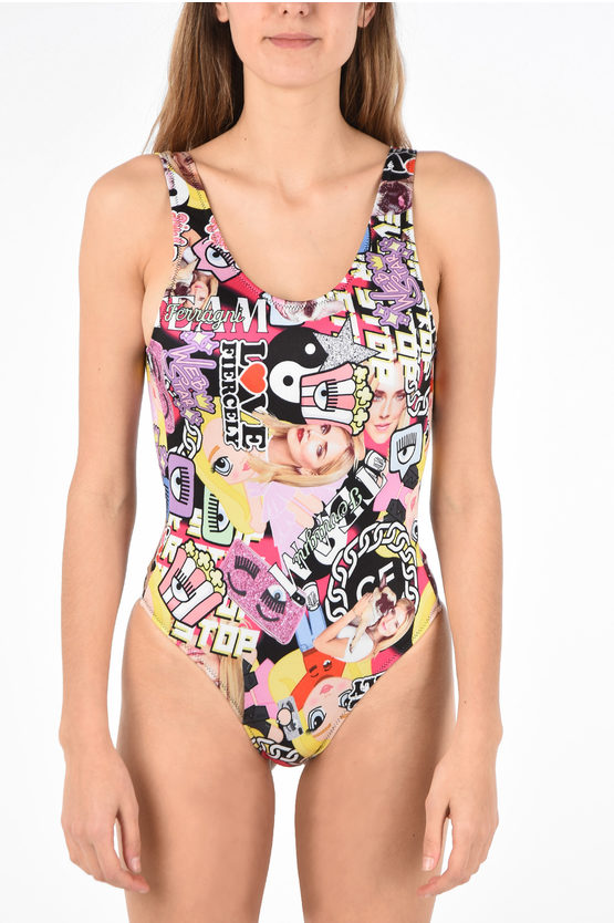Chiara Ferragni Printed Swimsuit With Open Back 여성 Glamood Outlet