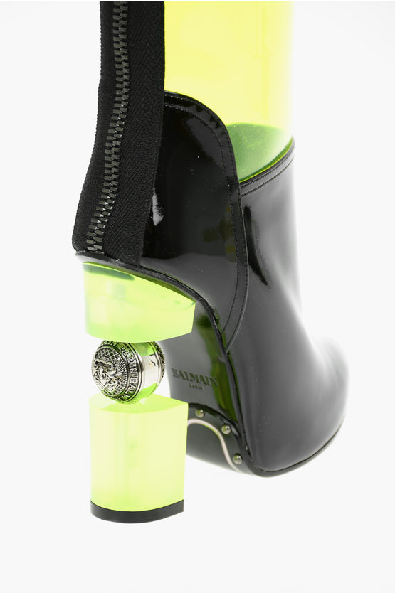 Balmain Pvc and Polished Leather INNA Thigh Boots with Sculptural Heel ...